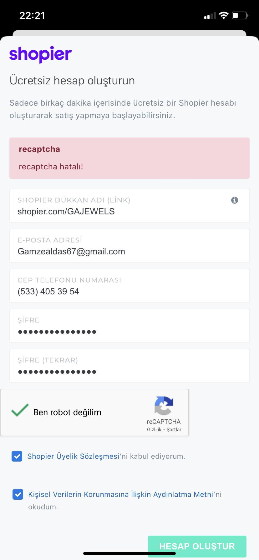 Shopier Uygulaması Recaptcha Hatası - Şikayetvar