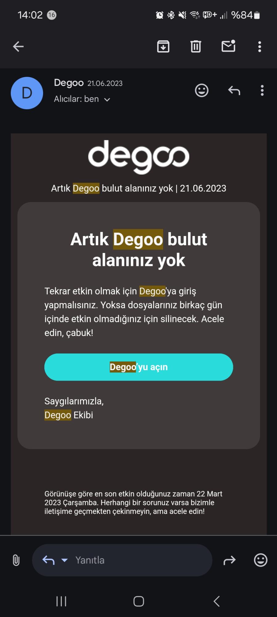 Degoo Depolama Sorunu Yüklenen Belgelerin Silinmesi. - Şikayetvar