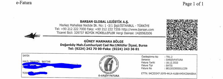 Barsan Global Lojistik Barsan Kaynaklı Mağduriyet - Şikayetvar