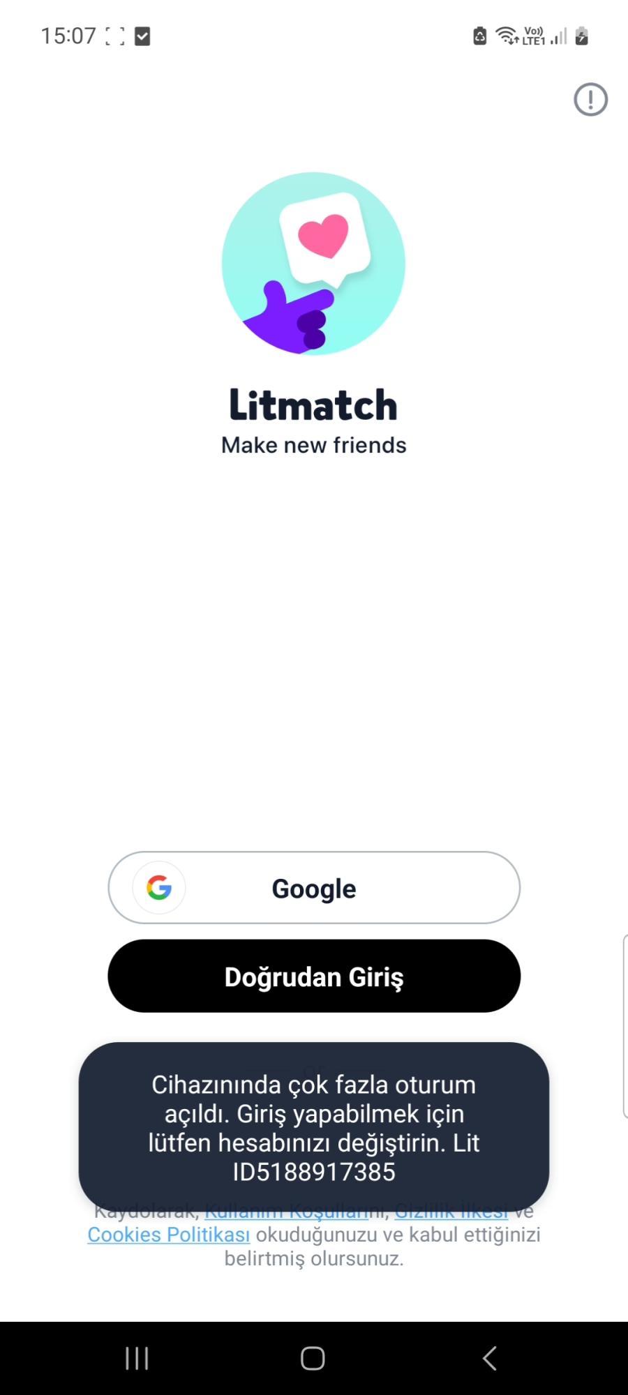 Litmatch Litmach Fazla Oturum Açıldı - Şikayetvar