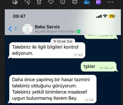 Beko Türkiye Tanzim Hasarımı Karşılamaması - Şikayetvar