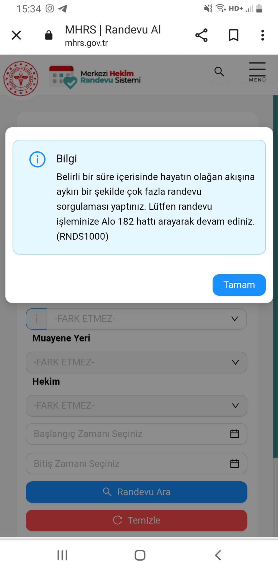 MHRS - 182 MHRS Randevu Sistemi Ve Sık Sorgulama Sorunu - Şikayetvar