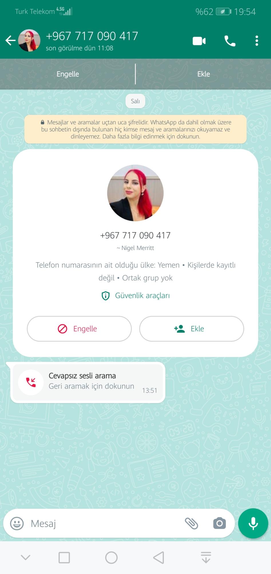 WhatsApp Yanlış Arama - Şikayetvar
