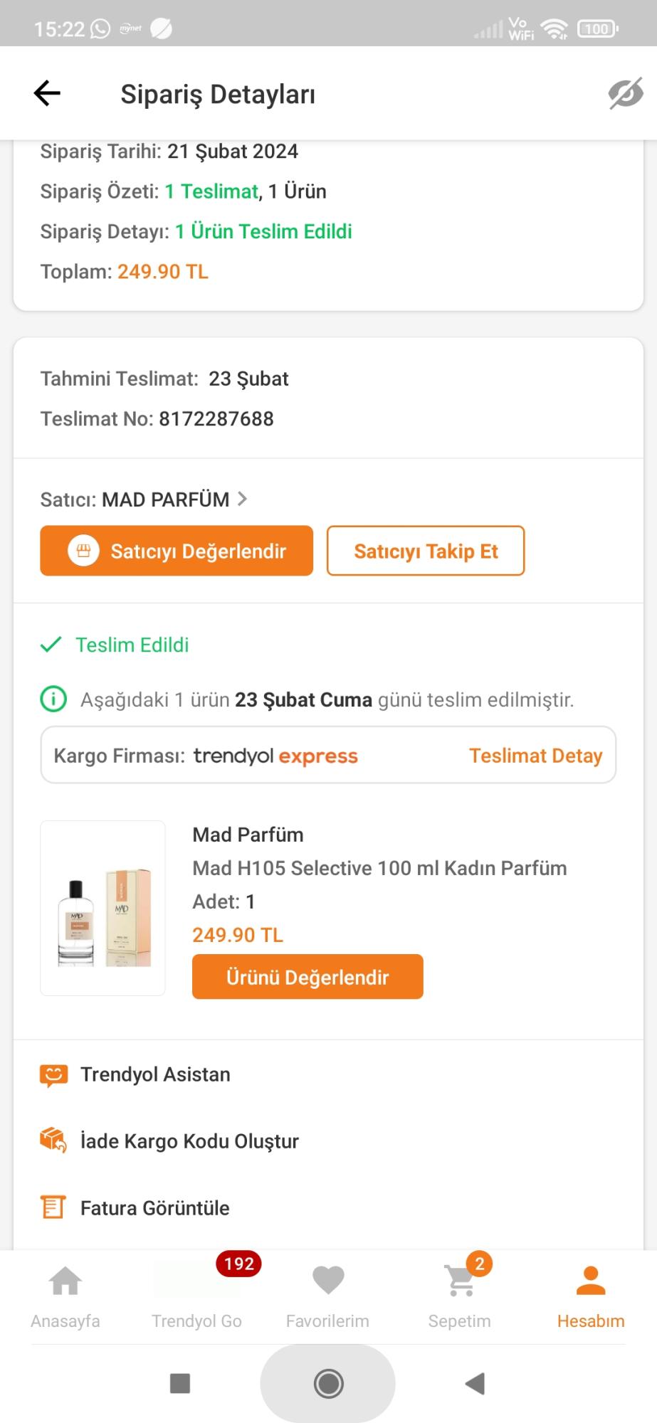 Mad Parfüm H105 Tester Ve Gelen Ürün Çok Farklı! - Şikayetvar