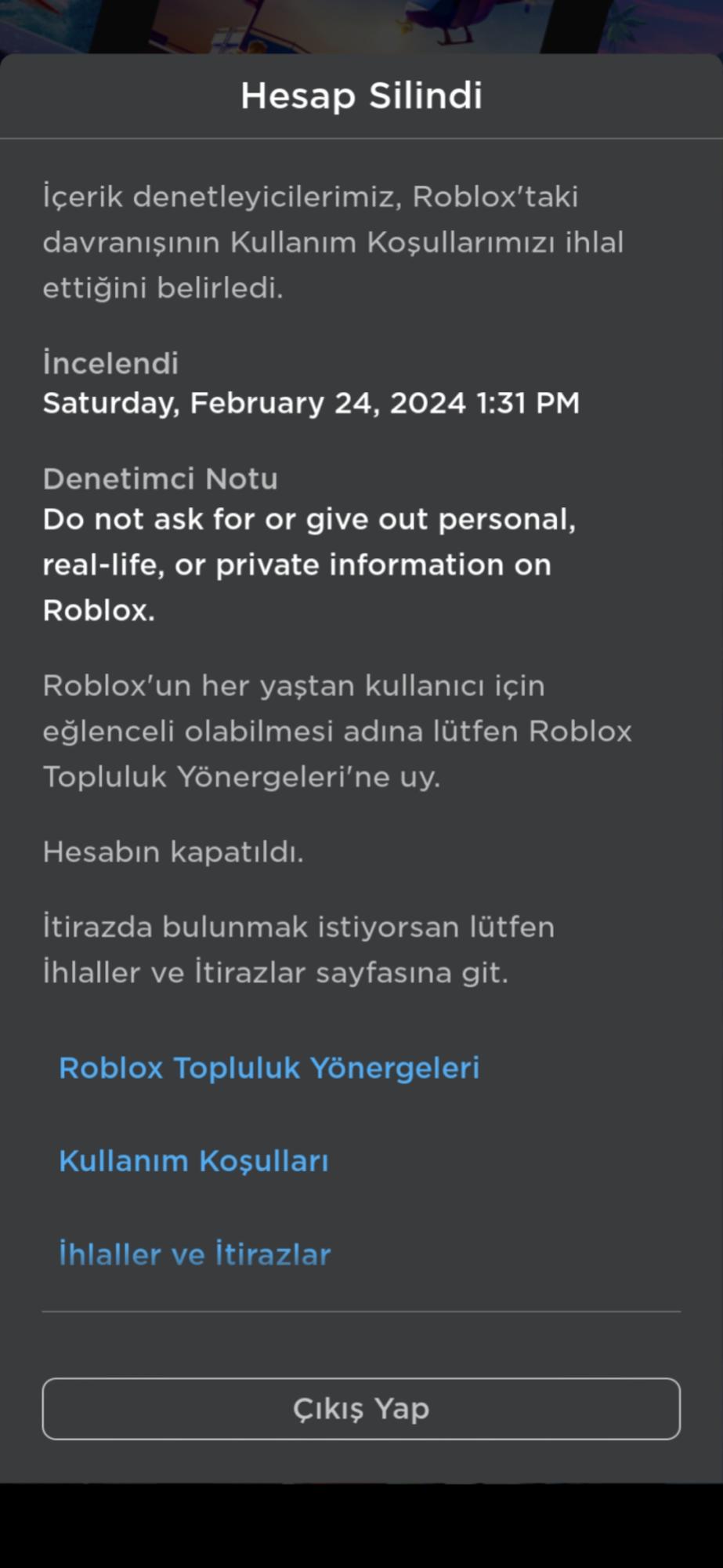 Roblox Hesabım Silindi! Ve Bu Boşunaydı... - Şikayetvar