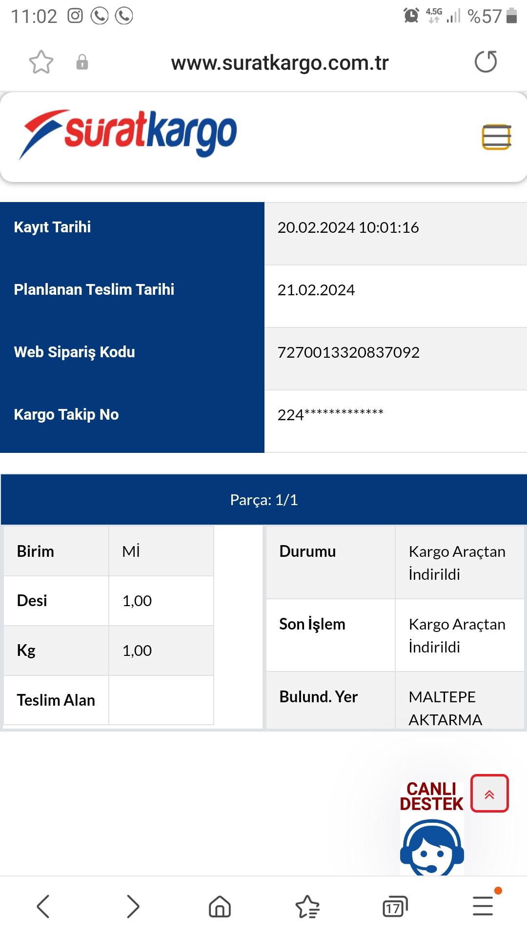 Sürat Kargo'nun Ürünü Teslim Etmemesi - Şikayetvar