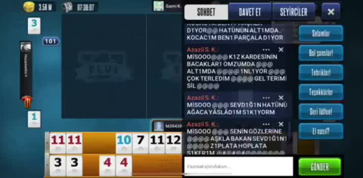 101 Okey Plus Oyununda Ailevi Değerlere Hakaret - Şikayetvar