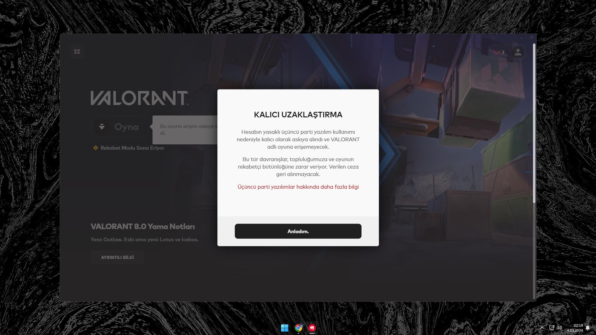 Valorant Hatalı Kalıcı Uzaklaştırma Ban! - Şikayetvar