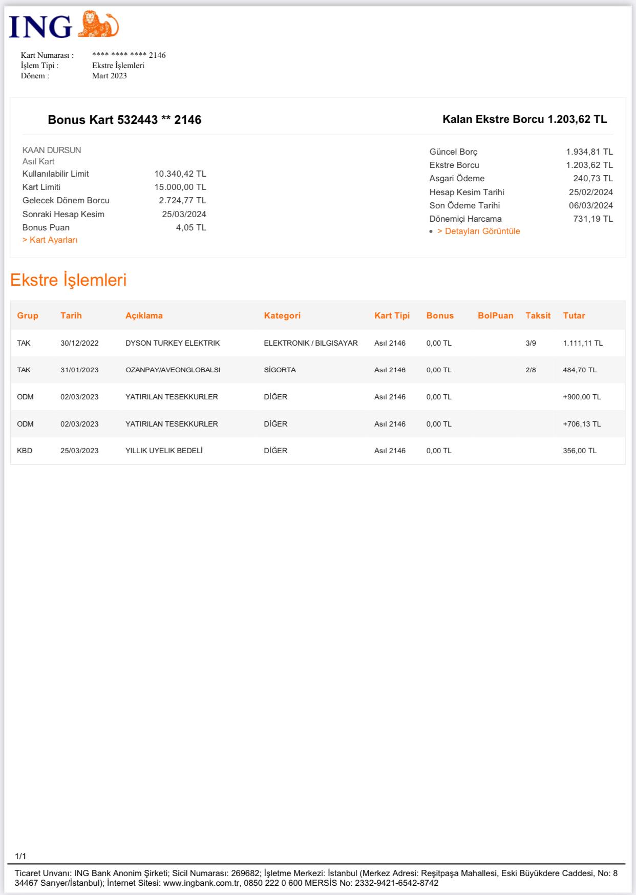 Çözüldü: ING ING Bankası Kredi Kart Aidat Mağduriyeti - Şikayetvar