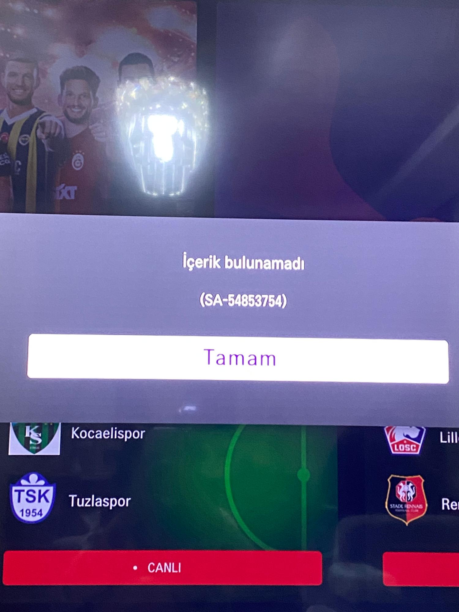 Digiturk Beın Connect İçerik Bulunamadı Uyarısı - Şikayetvar