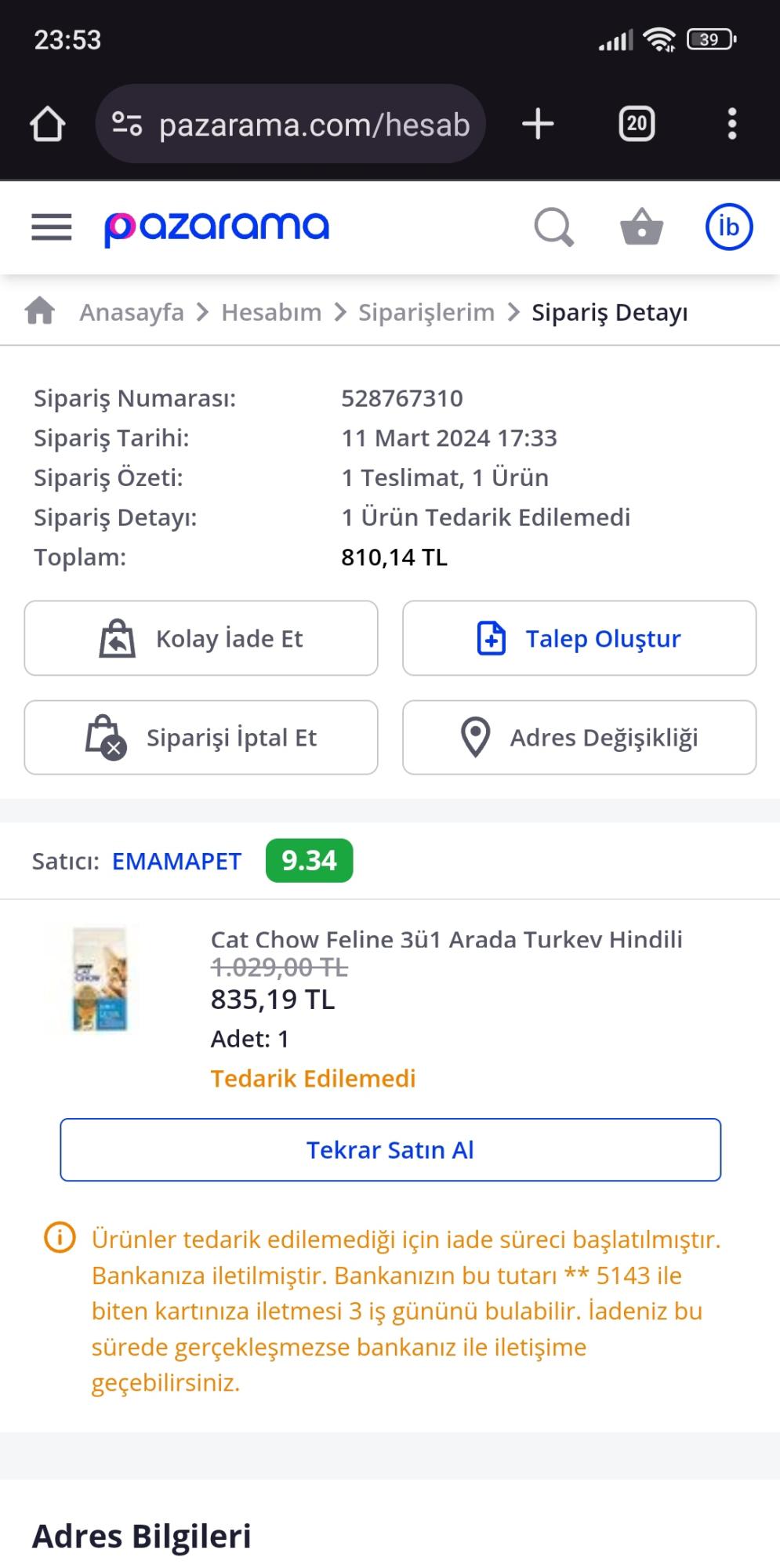 Pazarama Fiyatta Hile Ve Fazla Ücret Talebi - Şikayetvar