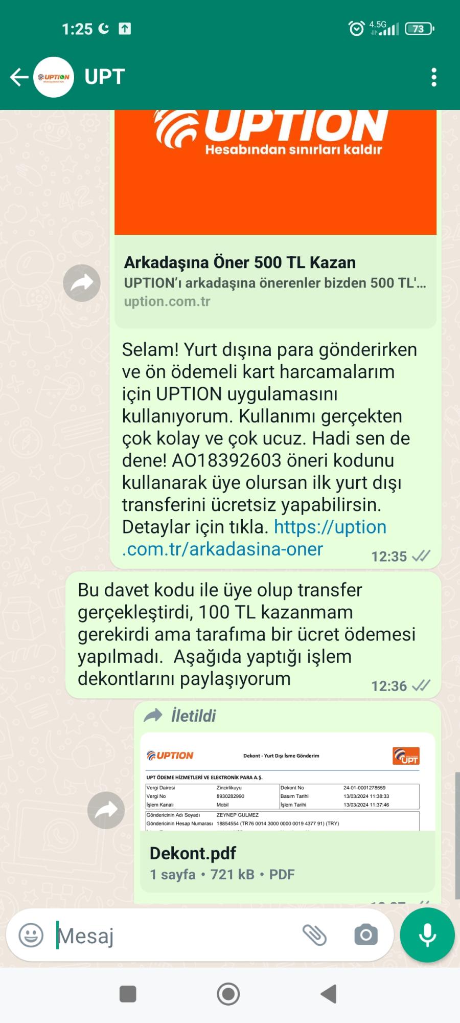 Uption Firmasının Müşteri Memnuniyetsizliği - Şikayetvar