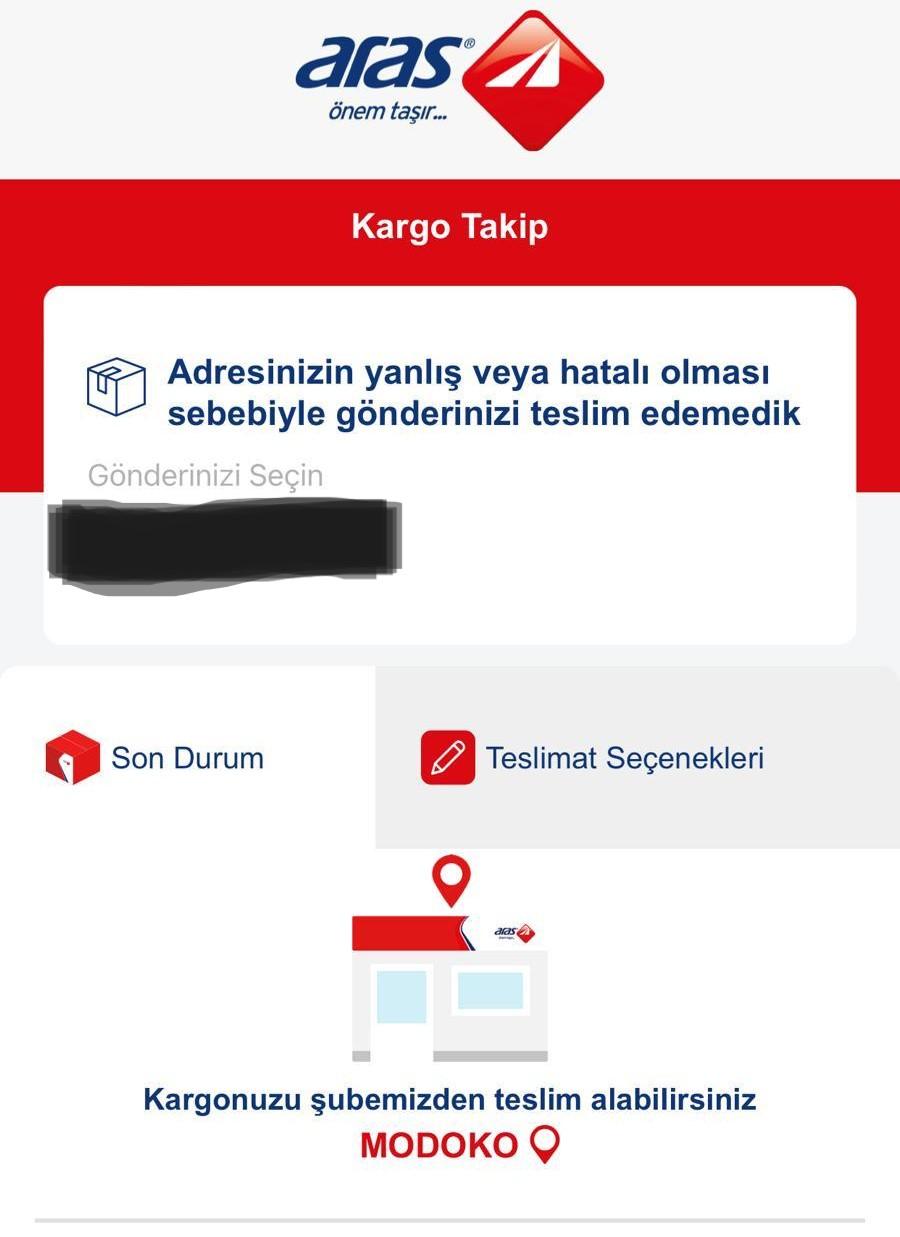Aras Kargo Modoko Şubesi Aldatmaca Kargo Teslimatı Mesajları - Şikayetvar