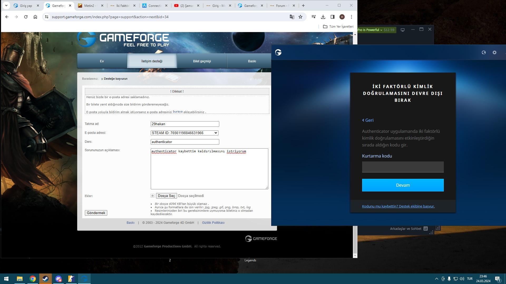 Gameforge Authenticator Doğrulama Hatası - Şikayetvar