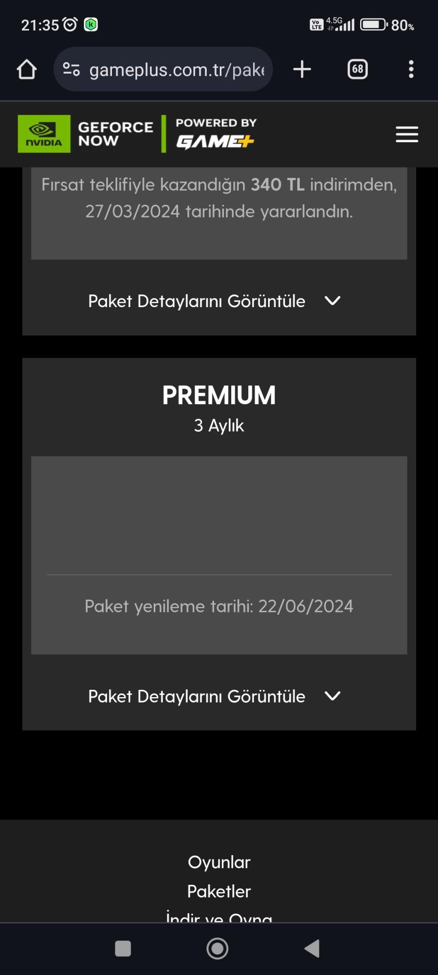 GeForce NOW powered by GAME+ GeForce Now Gameplus İki Ayrı Paket Parası Ödetiyor. - Şikayetvar