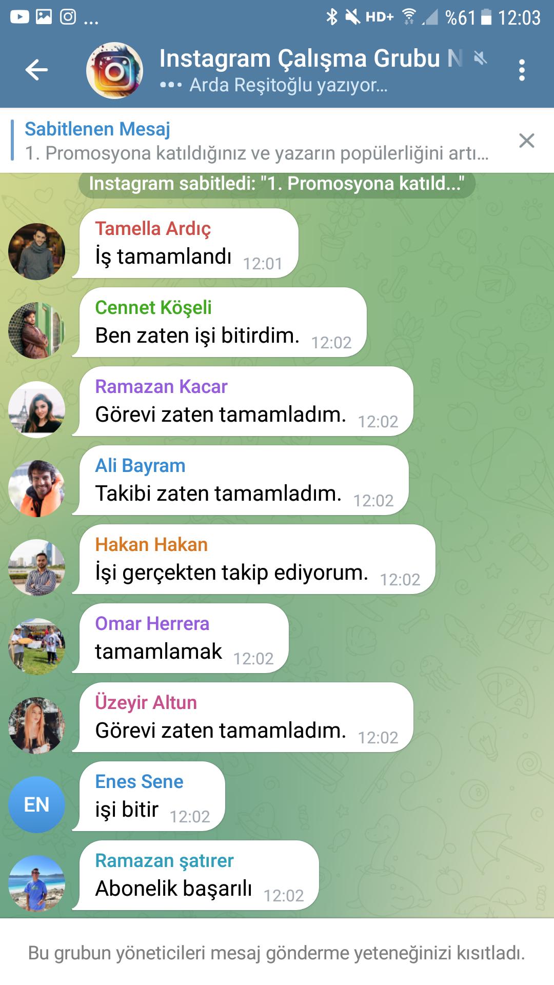 Telegram Instagram Çalışma Grubu - Şikayetvar