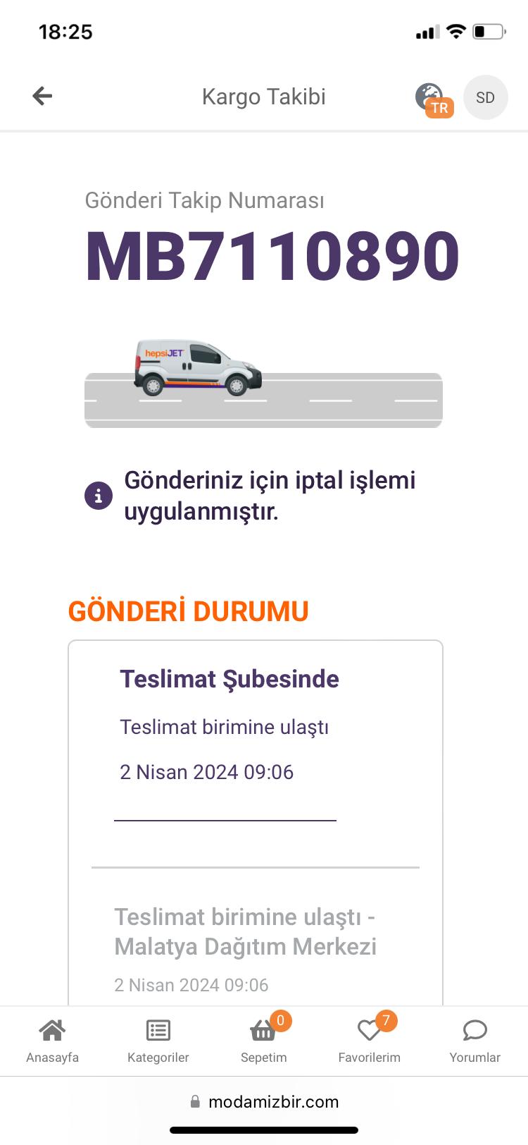 Modamizbir Hepsijet Kargo Getirmemesi - Şikayetvar