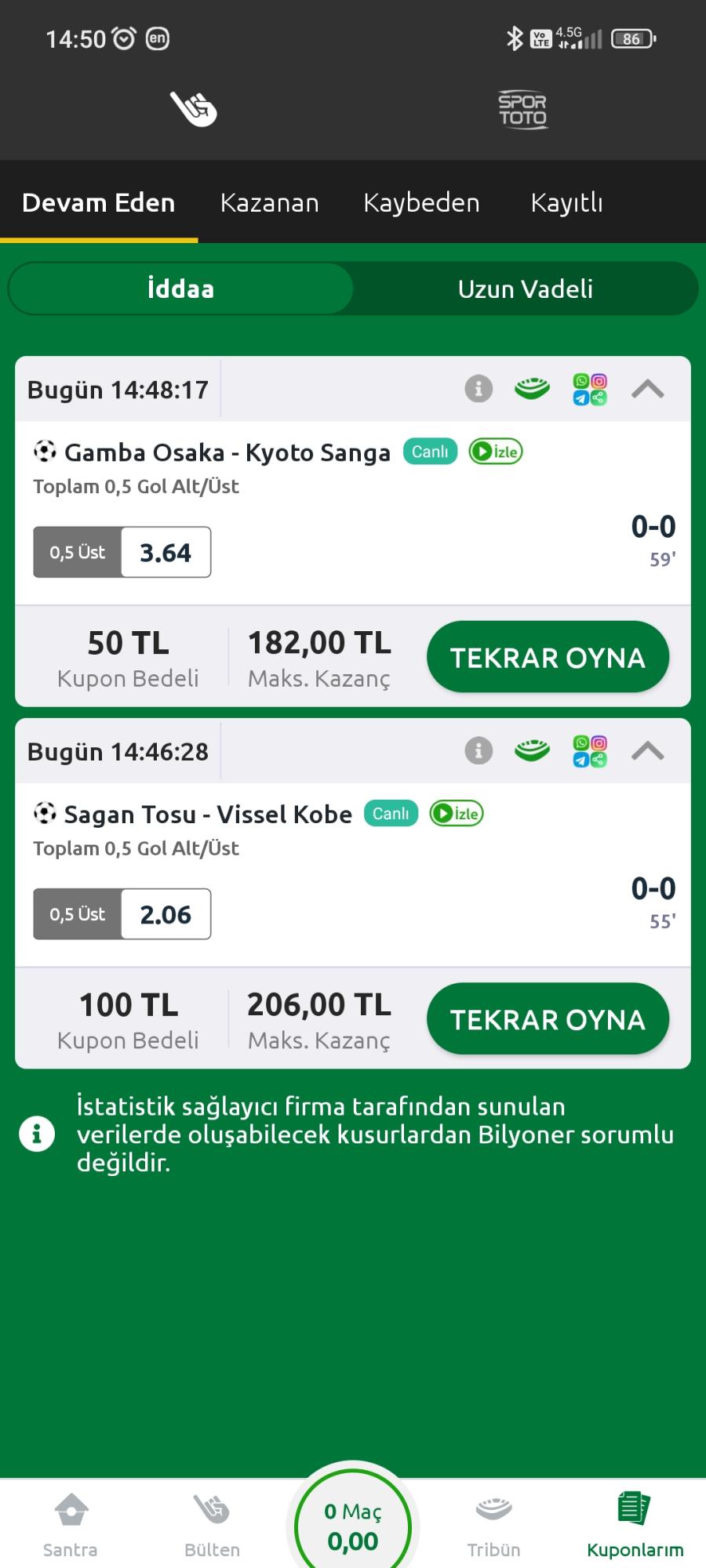 Bilyoner 90'ıncı Dakikayı 55 Olarak Verip, Mağduriyet Yaşattı - Şikayetvar