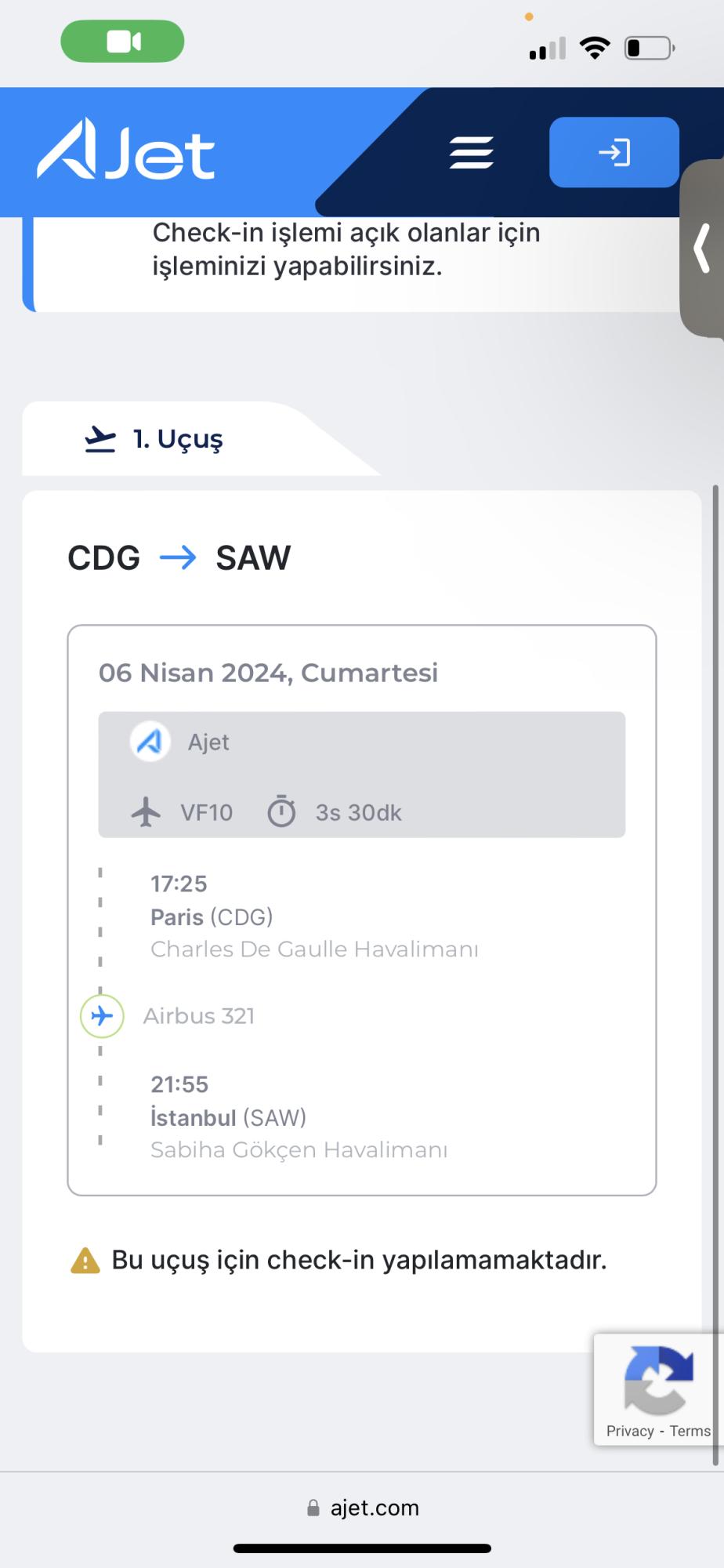AJet AJet (Anadolu Jet) Online Check-In Hizmetinde Yaşanan Aksaklık ...
