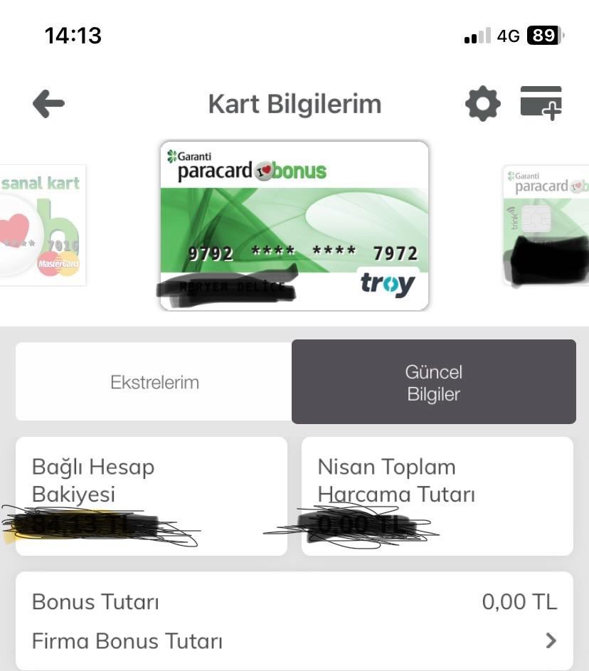 Garanti BBVA Garanti Bankası Yüklenen Bonusum Yenilenen Kartımda ...