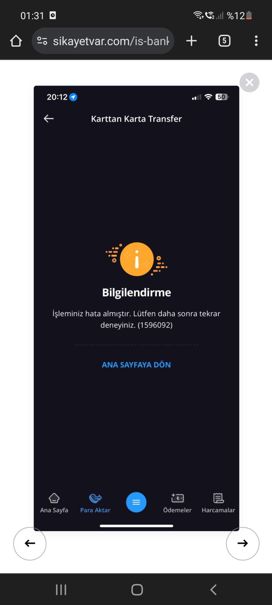 İş Bankası Karttan Karta Para Atamama Hatası - Şikayetvar