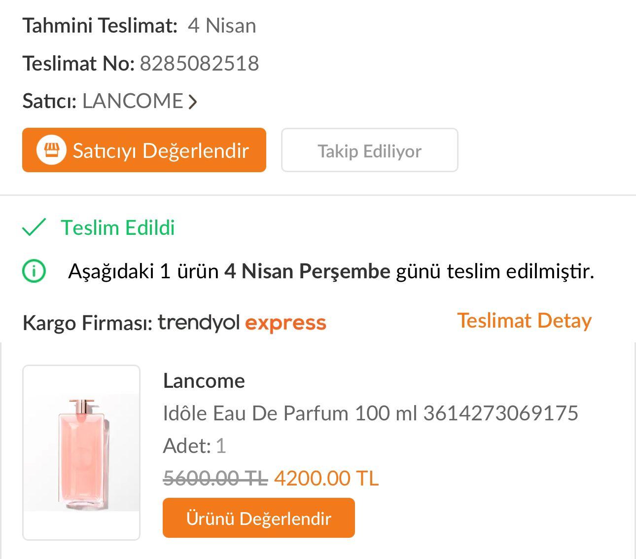 Lancome Trendyol Parfüm Orjinalliğinden Şüpheleniyorum - Şikayetvar