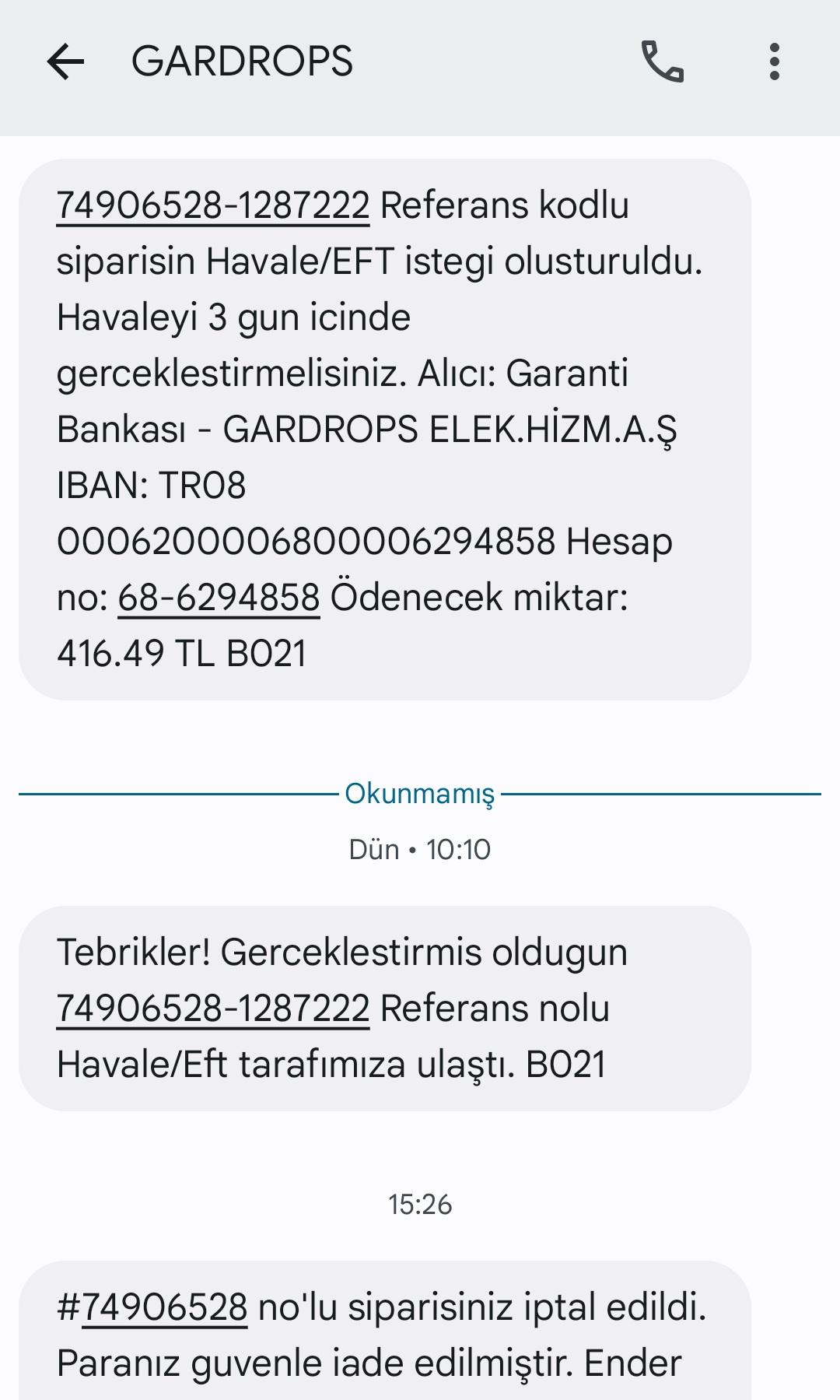 Gardrops Havale İle Alışveriş Mağduriyeti - Şikayetvar