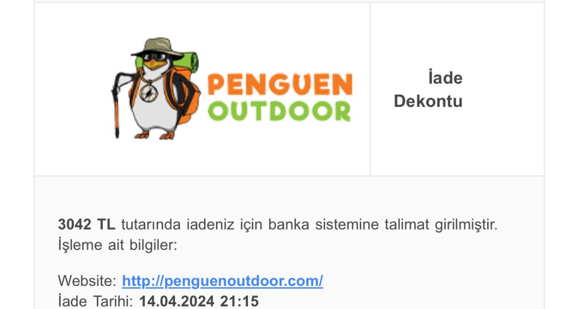 Penguen Outdoor Dikey Limit Outdoor Sahte Fiyat Bildirimi - Şikayetvar