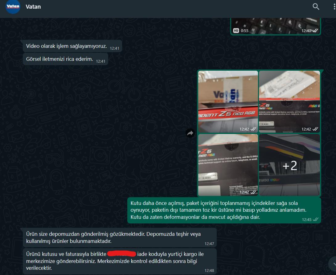 Vatan Bilgisayar 0 Ürün Yerine 2. El Ürün Gönderiyor - Şikayetvar