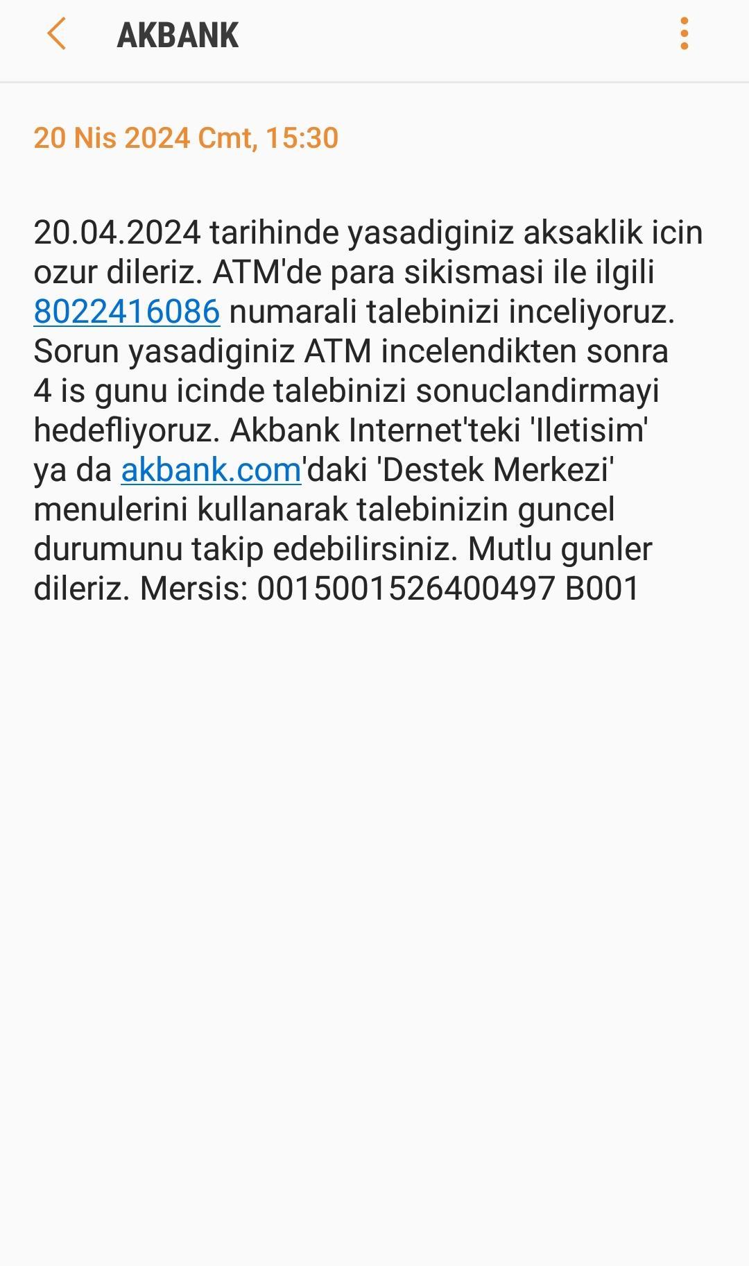 Akbank Axess ATM Ye Sıkışan Para Mağduriyeti - Şikayetvar