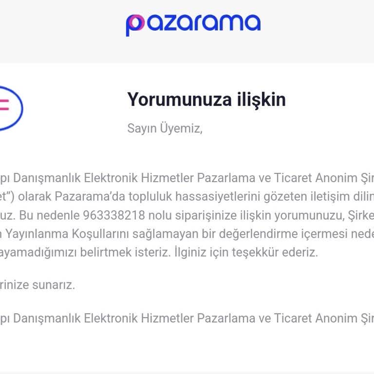 Pazarama Sitesi Yorum Yayınlanmaması - Şikayetvar