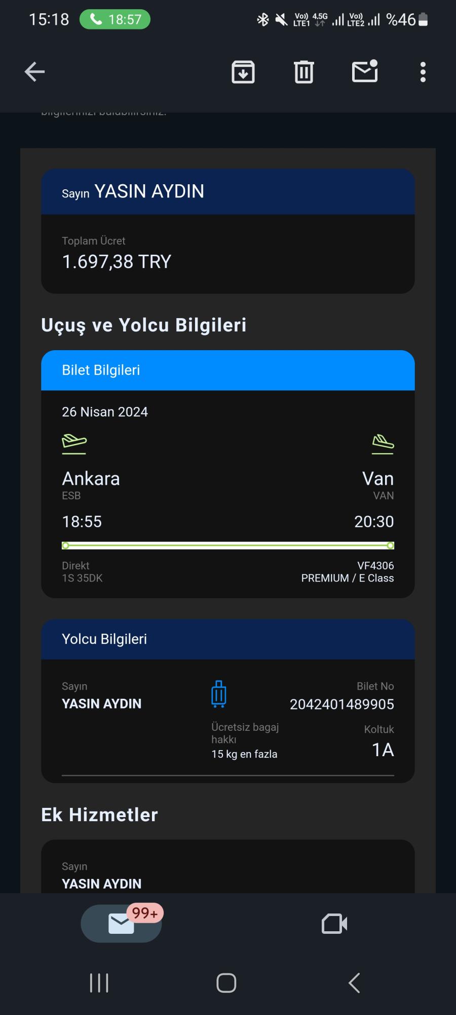 AJet AJet (Anadolu Jet) Premium Bilet Hayal Kırıklığı: Koltuğum ...