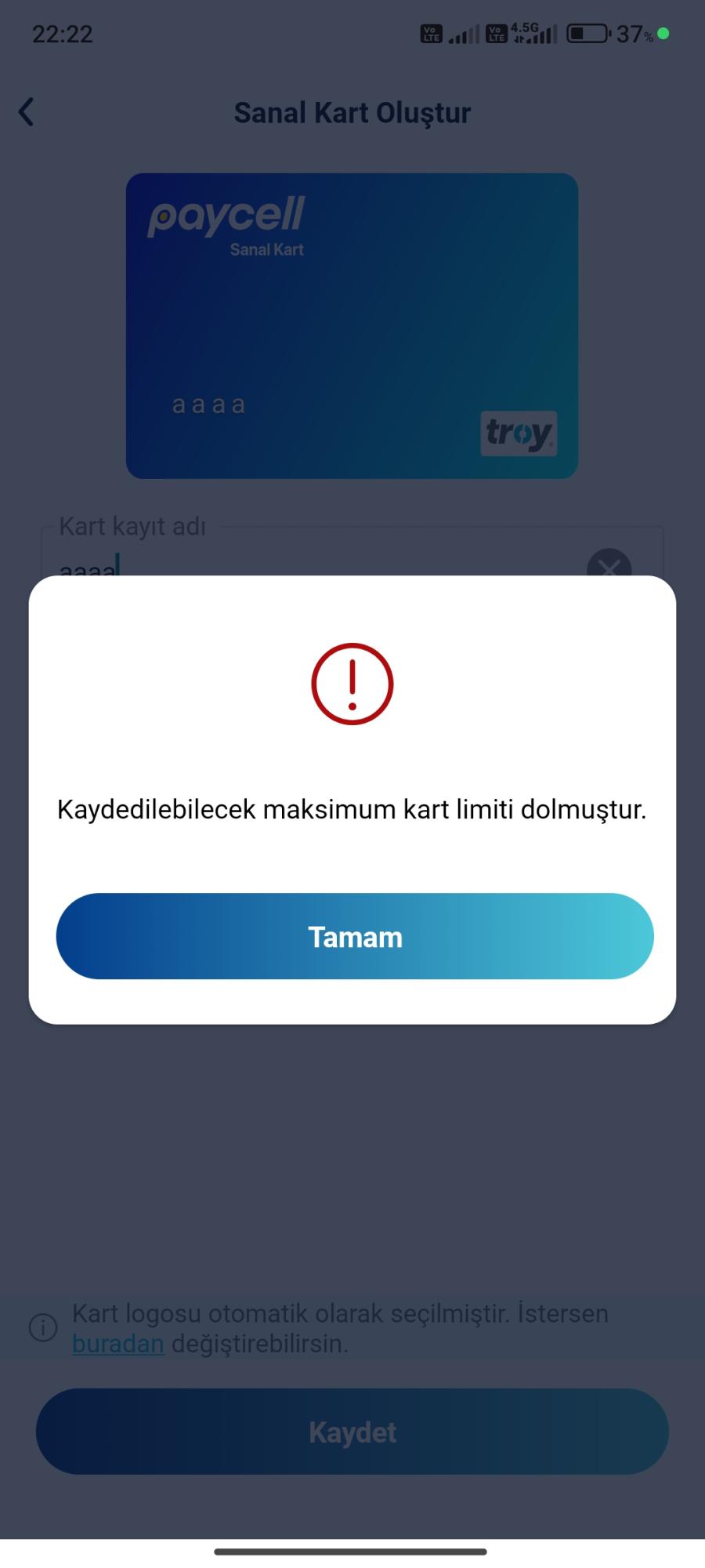 Paycell Kart Ekleme Sorunu - Şikayetvar
