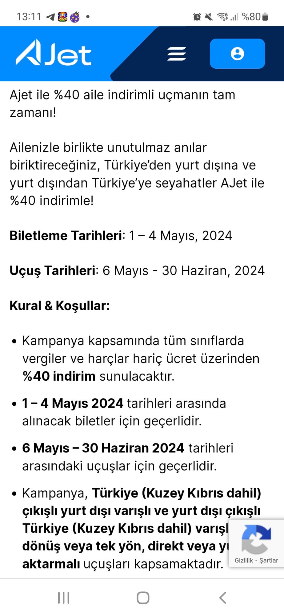 Ajet %40 Aile Kampanyası - Şikayetvar