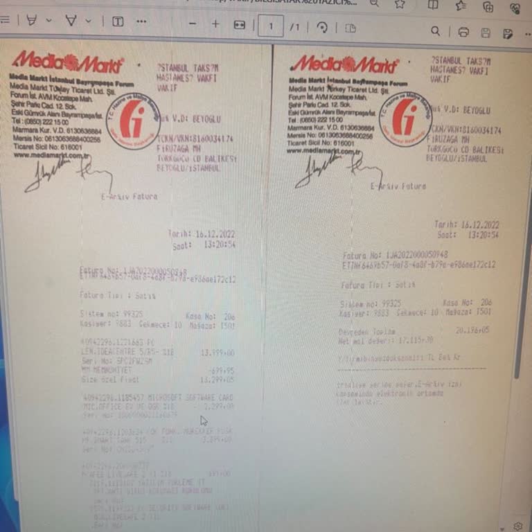 Media Markt E-fatura IMEI Ve Firma TCKN/VKN Yazmıyor - Şikayetvar