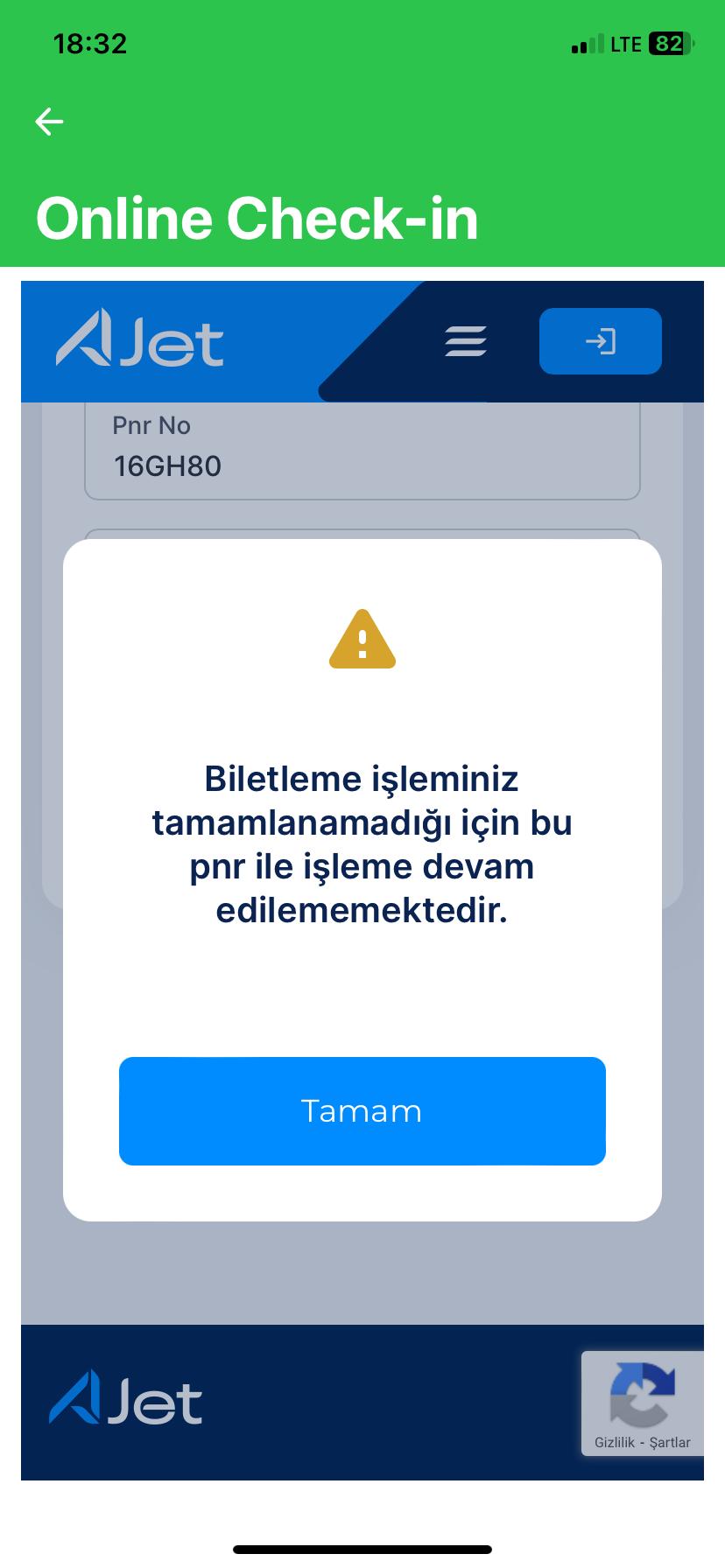 Ajet Check-in İşlemi Yapamıyorum - Şikayetvar