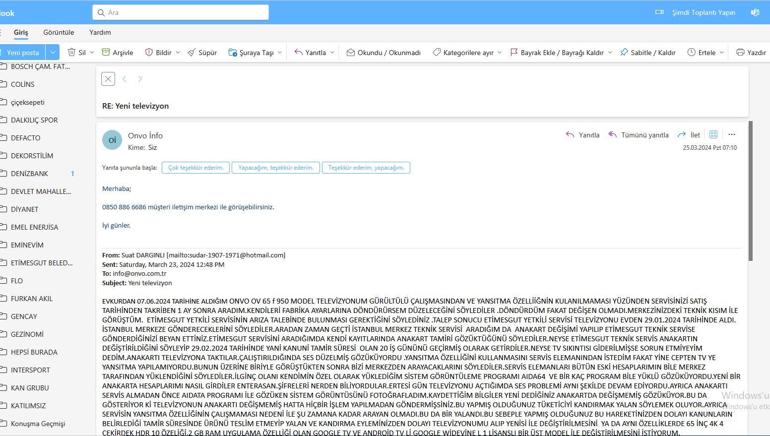 Atmaca Elektronikten Onvo Marka Almam. Müşteriye Yalan Söylüyorlar ...