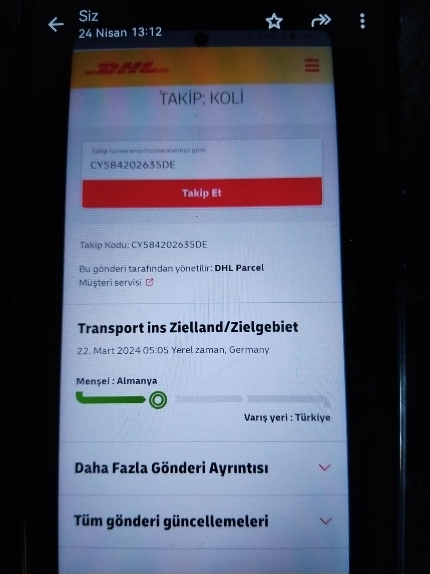 DHL My DHL Germany to Turkey Parcel Stuck in Transit - Xolvie