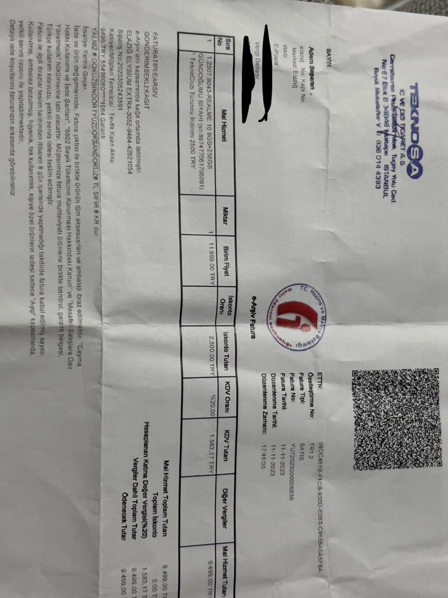 Teknosa Vergi İndirimi VKN Yok - Şikayetvar