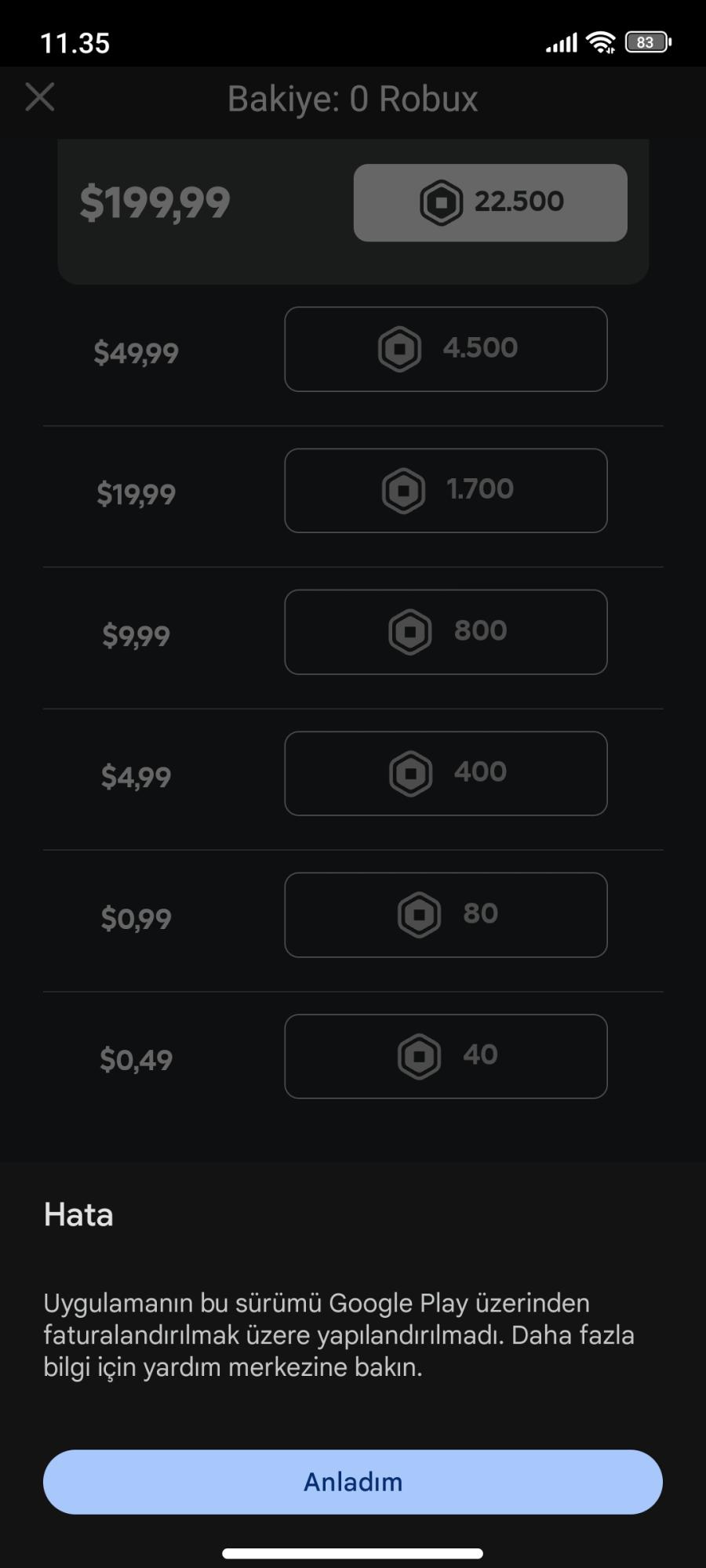 ROBLOX Roblox Robux Alamıyorum Bir Yarım Saat Önce Alabiliyordum ...