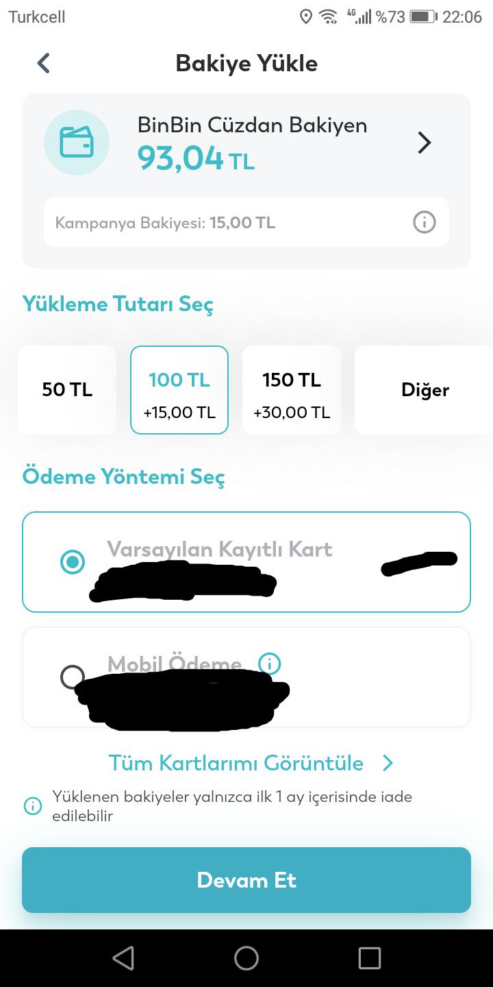 BinBin Cüzdan Bakiye Sıkıntısı - Şikayetvar