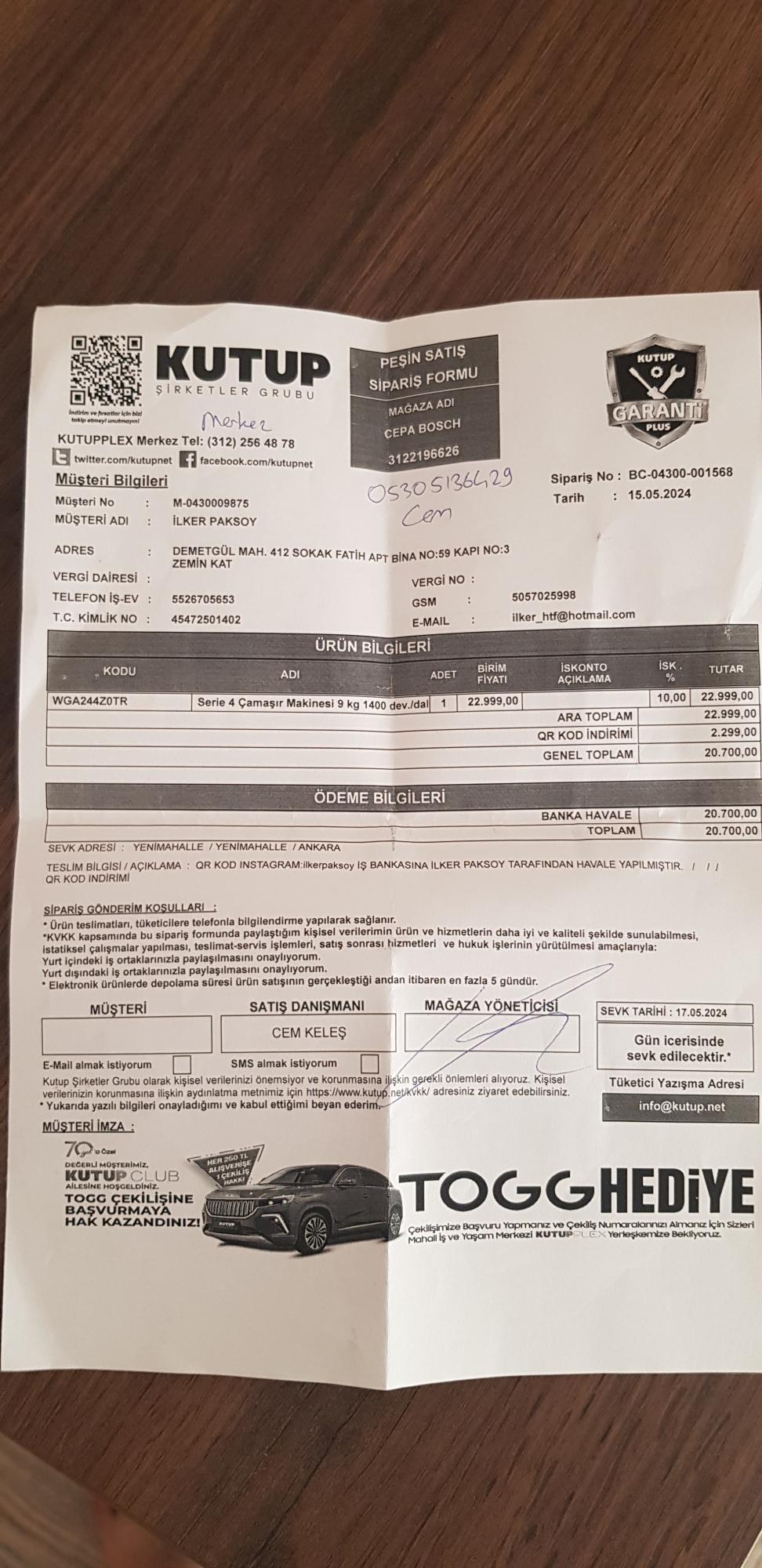 Kutup Şirketler Grubu Cepa Bosch Mağaza Müdürü Skandalı - Şikayetvar