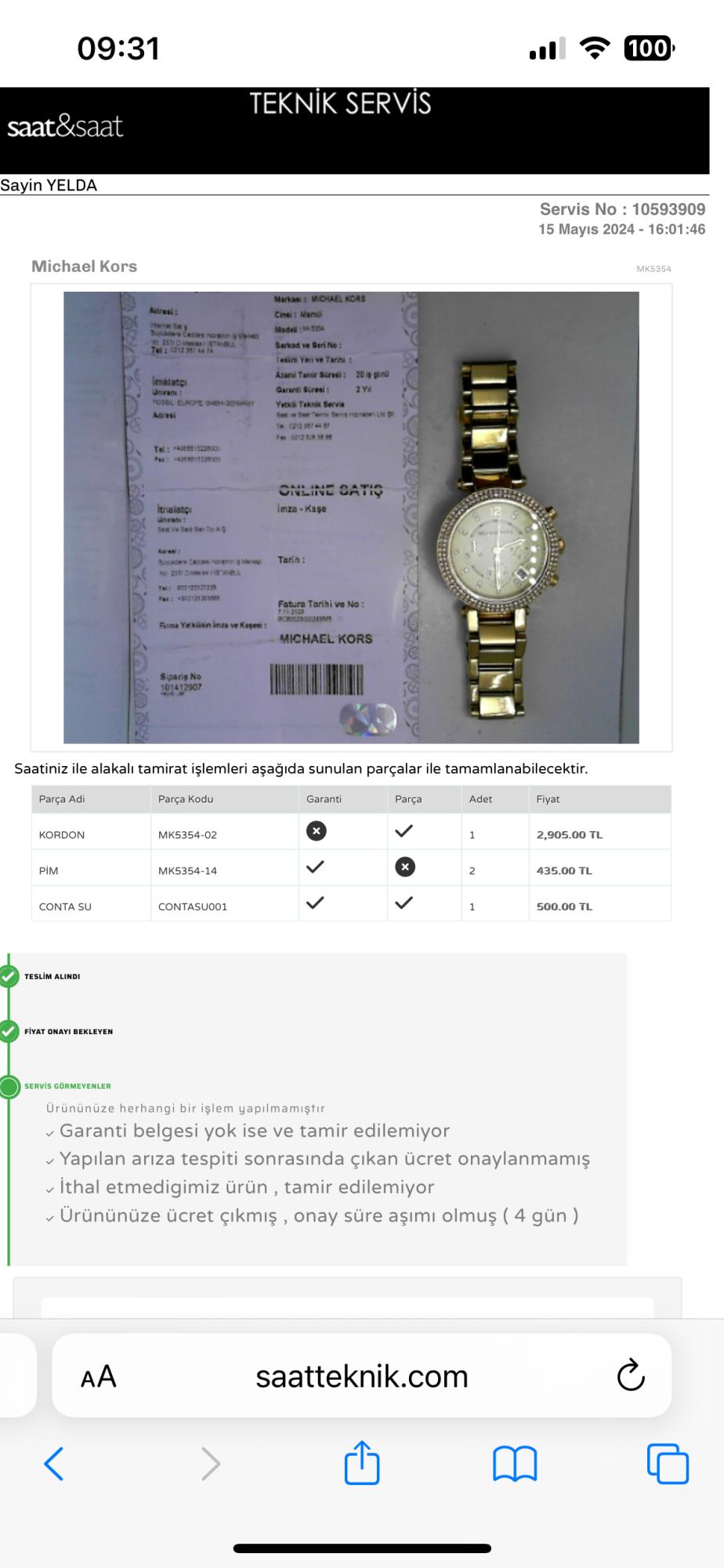 Saat & Saat Suya Dayanıklı Saatim Su Geçirdi Ve Kordonu Soluklaştı ...