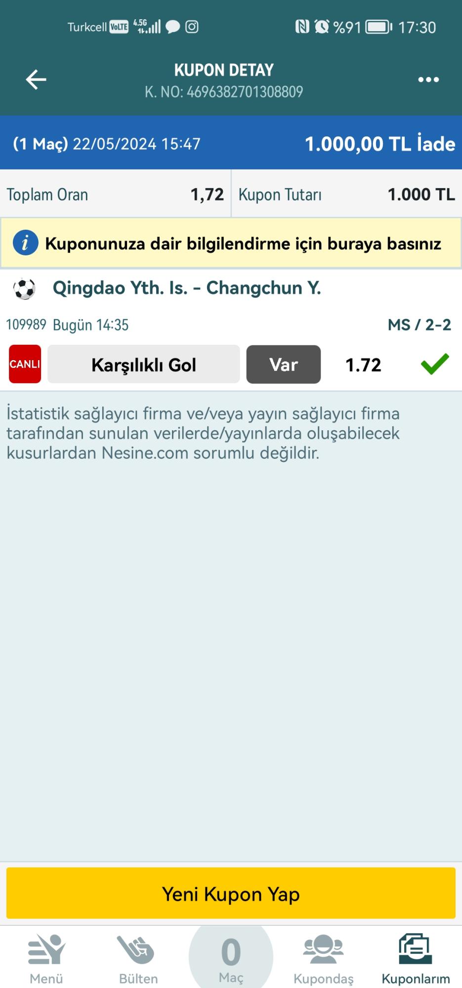 Nesine Sisteminin Yapmış Olduğu Haksızlık - Şikayetvar