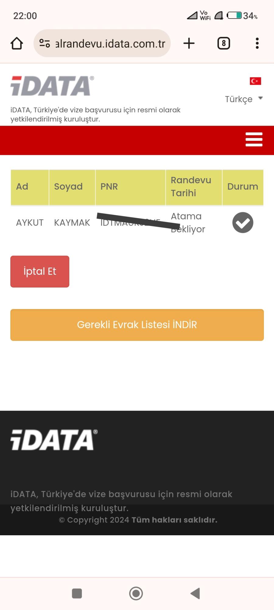 Idata Aile Birleşimi Randevu Atama Problemi - Şikayetvar