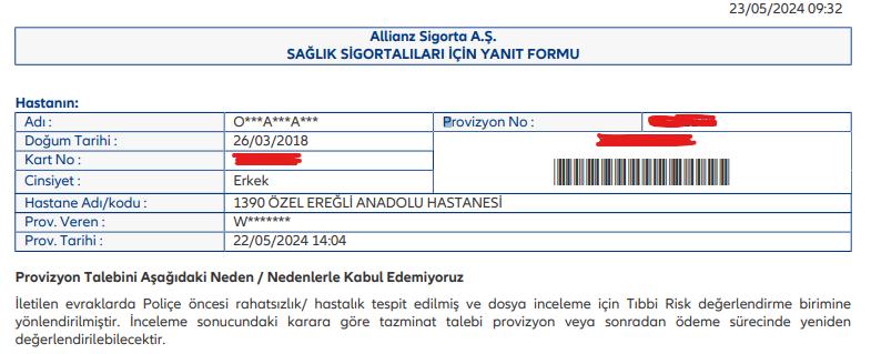 Allianz Sigorta Tss Kesin Tanı Olmayan Hastalığı Bahane Ediyor - Şikayetvar