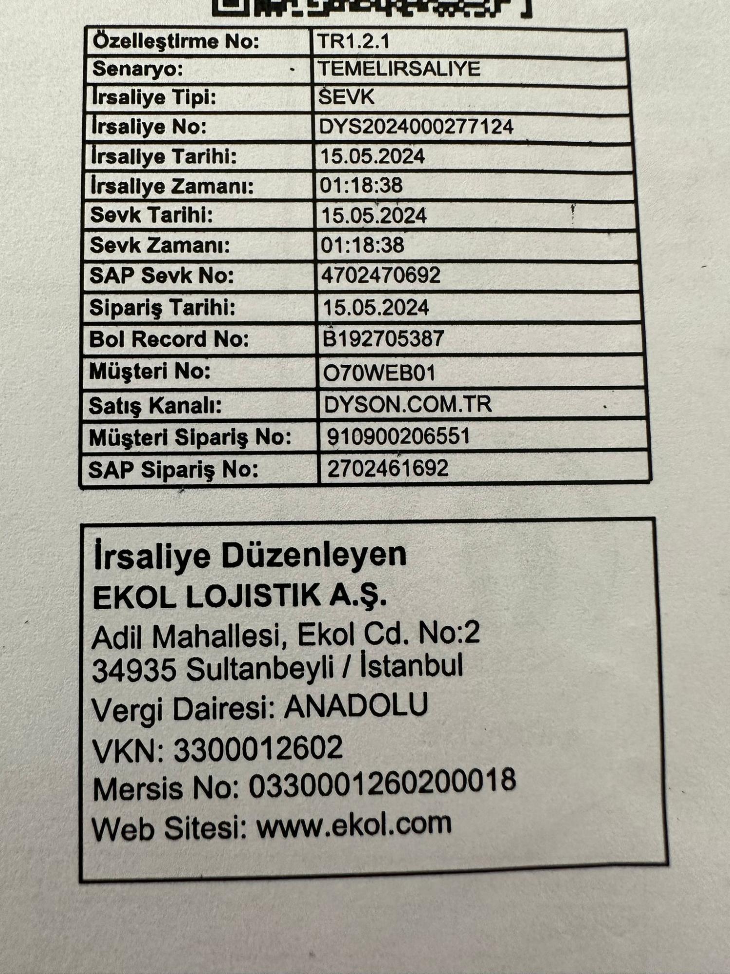 Dyson Dyson Türkiye Failed to Provide Corporate Invoice for My Purchase ...