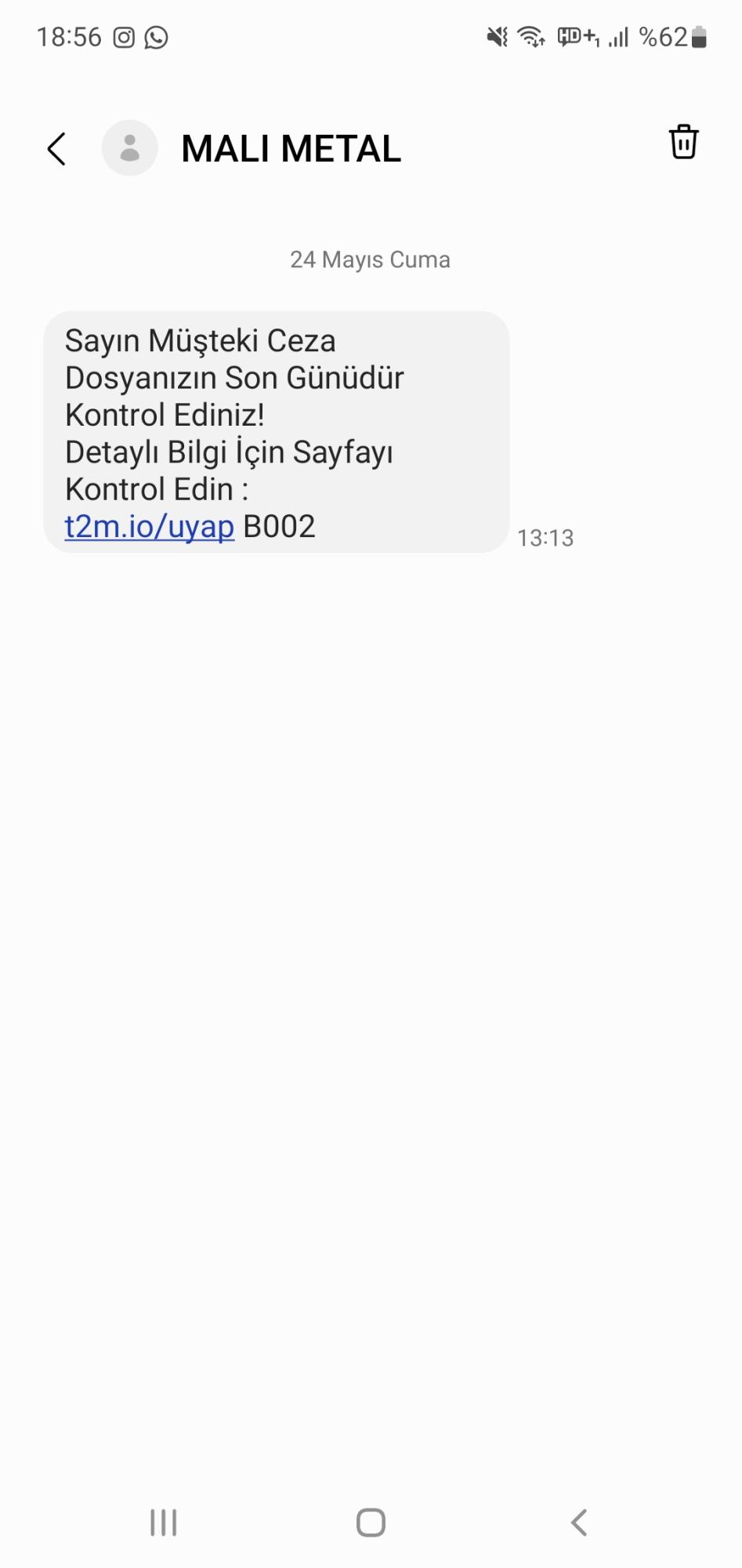 Malı Metal (SMS) Ceza Dosyanızın Son Günüdür - Şikayetvar