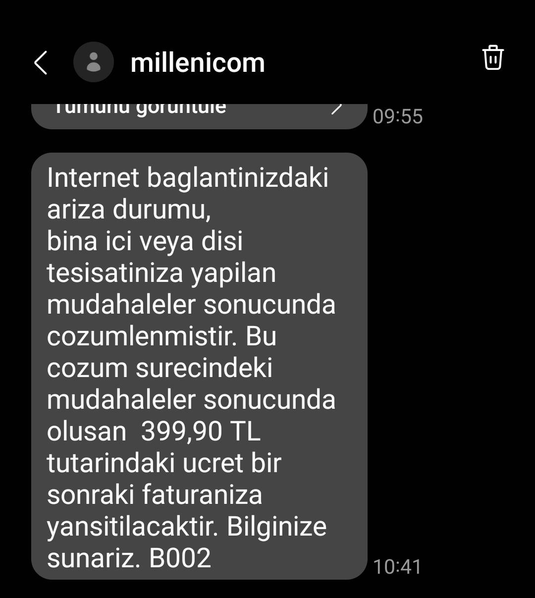 Servis Sağlayıcı Millenicom İnternet Ve Alt Yapi Türk Telekom - Şikayetvar