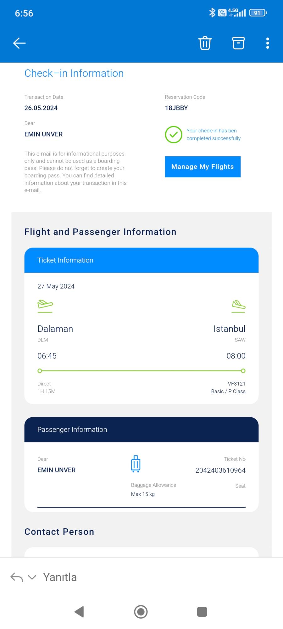 AJet AJet (Anadolu Jet) Q Code Olmadığı İçin Uçuşu Kaçırdım - Şikayetvar